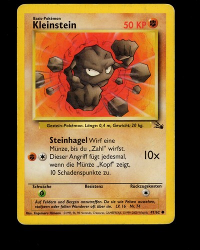 Pokemon Kleinstein Geodude 47/62 Non Holo German Fossil | eBay