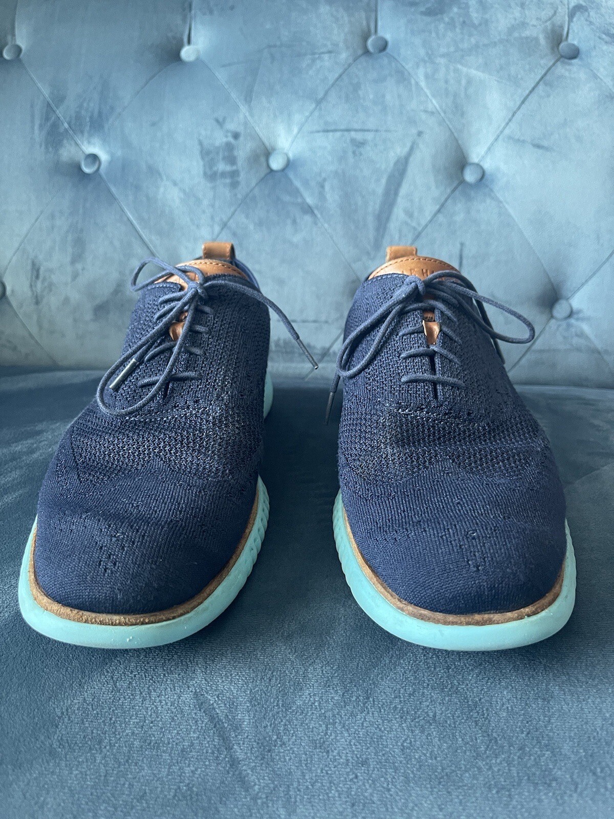 Cole Haan Zerogrand Oxford Mens 12 M Blue Mesh Stitchlite Wingtip ...