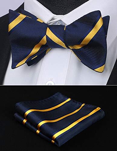 Bow Ties for Men Striped Bowties Men's Self Tie Bowtie 02-navy Yellow 1 | eBay