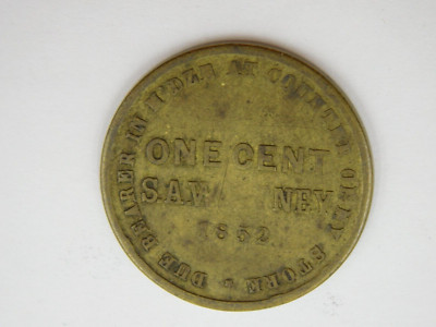 1852 Whitney Glass Works 1 One Cent Token - Rulau NJ-Gb Miller-NJ-16 ...