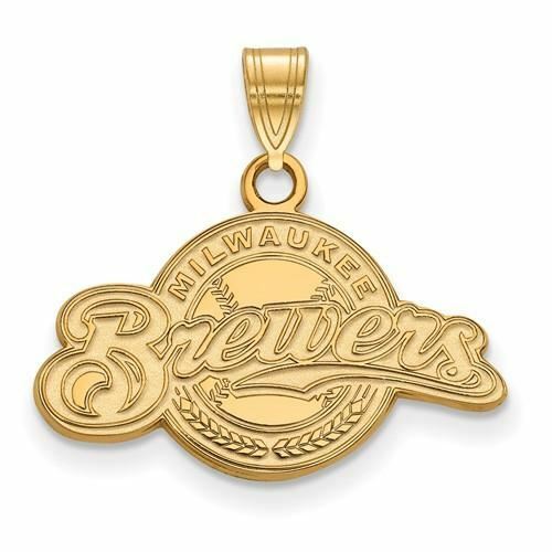 10k Gold MLB Milwaukee Brewers Script Small Pendant | eBay