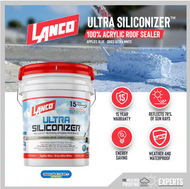 Roof Sealer 5 Gal. Ultra-Siliconizer Surface Membrane Sealant ...