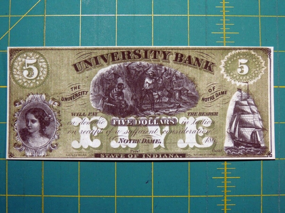 Reproduction Obsolete Bank Notes: Notre Dame University Indiana 1860s 3 ...