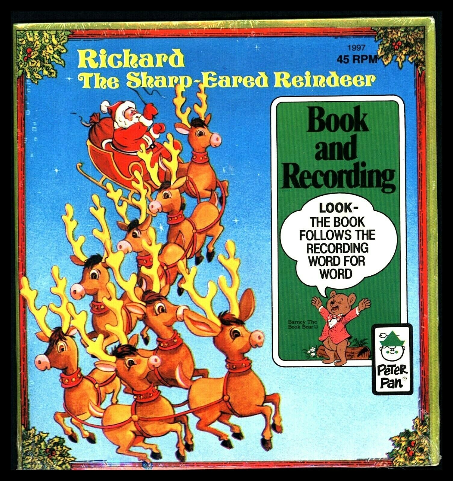 Richard the Sharp Eared Reindeer Book & 45 RPM Record Sealed Peter Pan ...