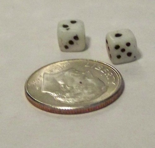 VINTAGE TEENY TINY ~1/4" MICRO MINI 7MM DOLLHOUSE TOY DICE SET 2 ...