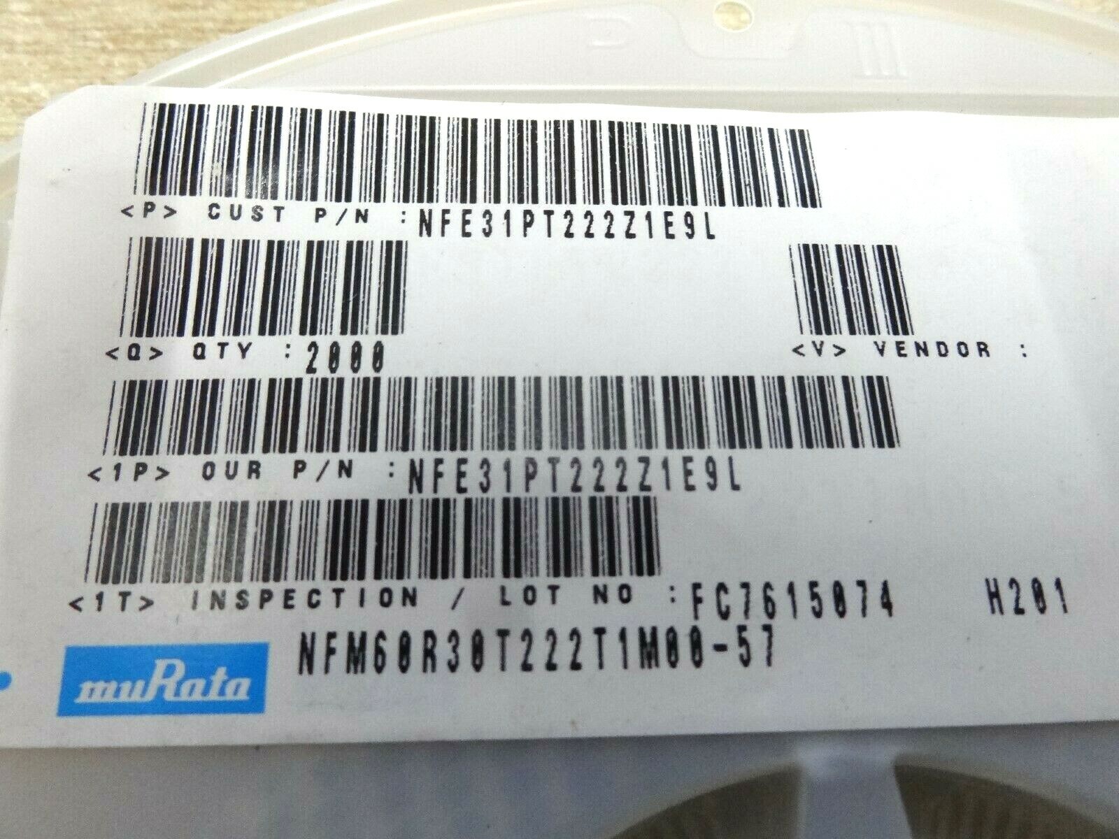 10 Murata NFE31PT222Z1E9L 6A 25v 2200pf feed through capacitor 1206 SMD ...