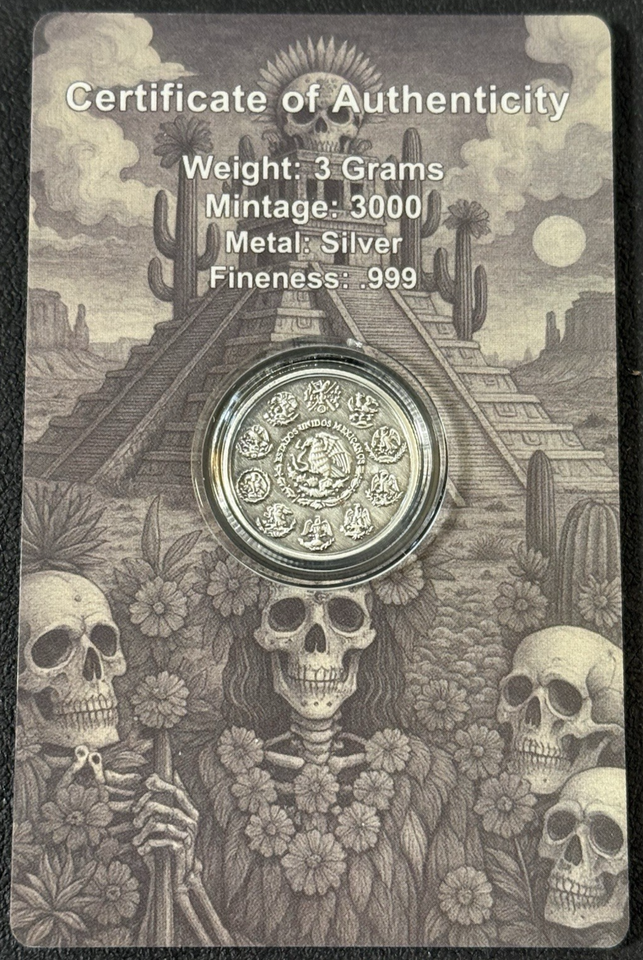 2026 3 Gram .999 Silver Antiqued Mexico Libertad Trib Round Capsule ...
