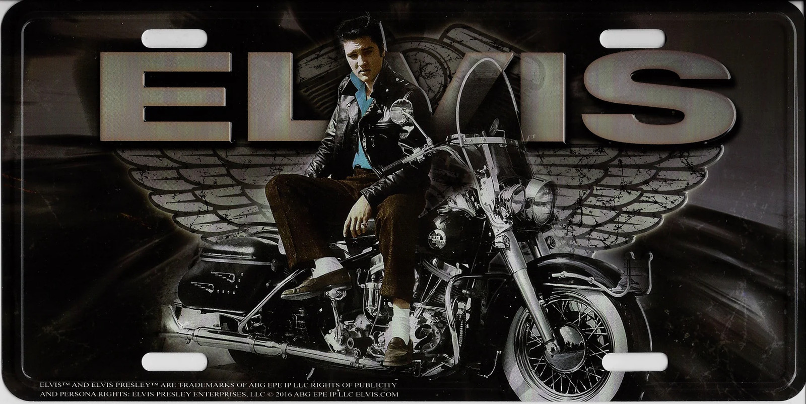 Elvis On Motorcycle With Wings Metal License Plate 781579046506| eBay