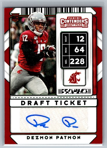 Dezmon Patmon 2020 Panini Contenders Draft Picks GREEN TICKET #131 AUTO ...
