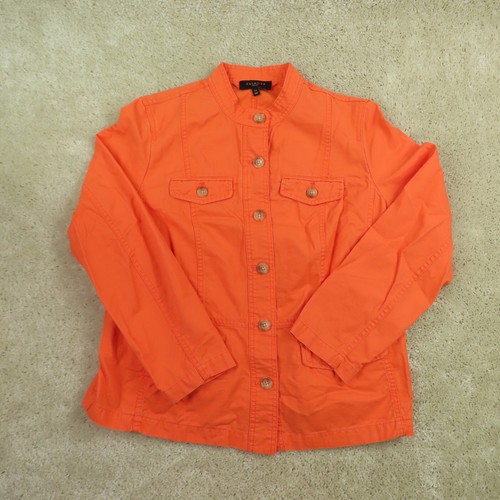 Talbots Jacket Womens Large Petite Orange Button Up Long Sleeve Casual ...