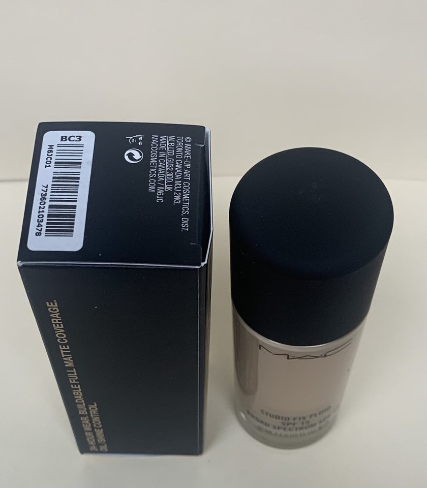 MAC Foundation Studio Fix Fluid NC15 SPF15 full matte coverage 1oz ...