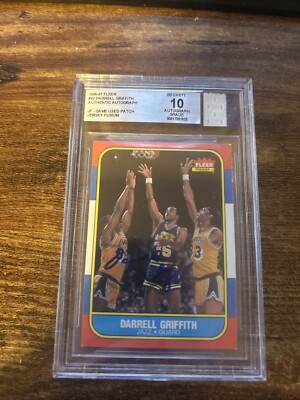 1986-87 Fleer - #42 Darrell Griffith Auto BGS 10 Game Used Patch | eBay