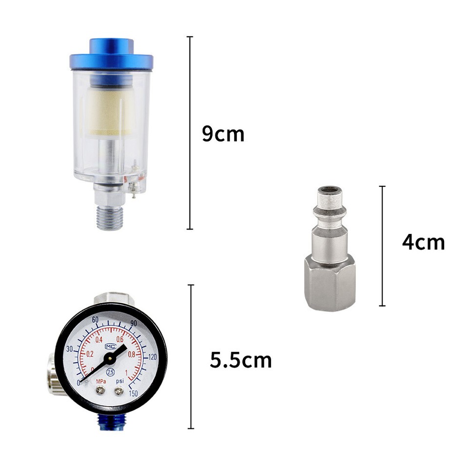 1/4" Spray Gun Air Regulator Gauge Air Pressure Regulator Paint Guns ...