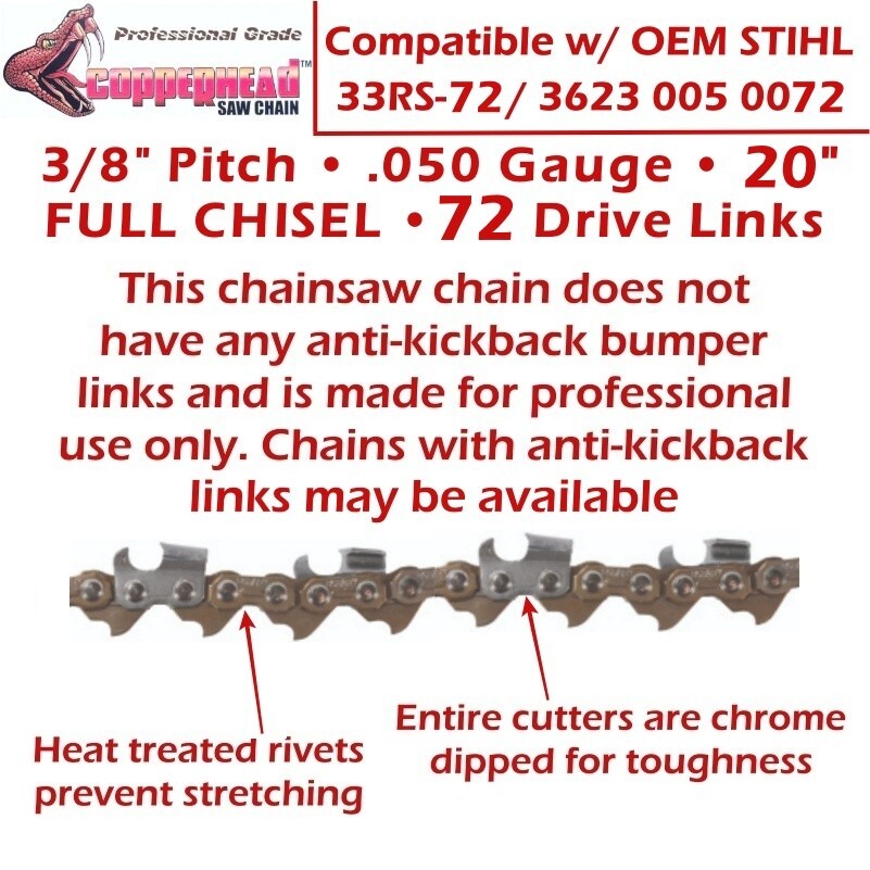 COPPERHEAD 20" PRO GUIDE BAR & FULL CHISEL CHAIN FITS STIHL MS310 ...