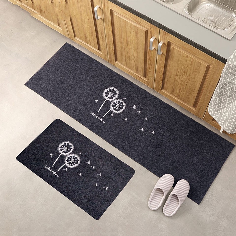 2pcs Kitchen Floor Mat Rubber Backing Doormat Runner Rug Set Washable ...