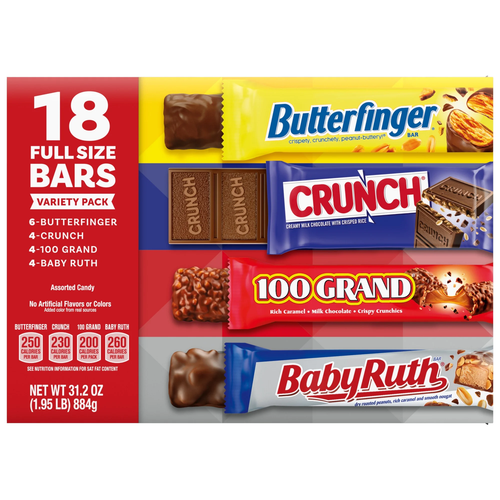 Butterfinger, CRUNCH, Baby Ruth and 100 Grand, Assorted Full Size Candy ...