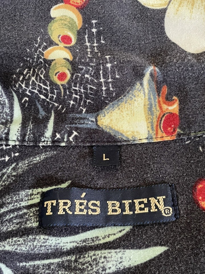 Tres Bien Mens Shirt Sz L Multicolor Tropical Print Short Sleeve Button ...