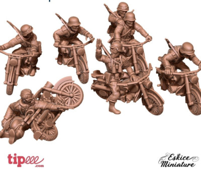 Historical Miniatures - 28mm Scale WWII German Army Motorcycle Set (x6 ...