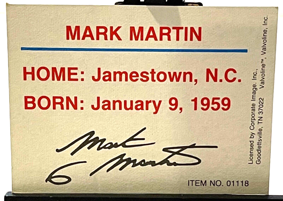 Mark Martin Corporate Image Inc Nascar Promo Card Stamped Signature ...