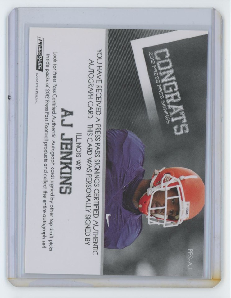 2012 Press Pass A.J. Jenkins Auto Football Card #PPS-AJ | eBay