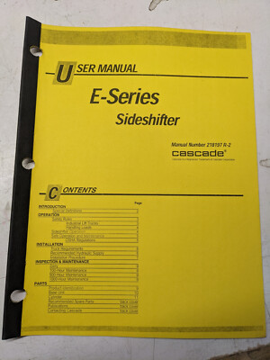 CASCADE USER PARTS LIST MANUAL SIDESHIFTER E-SERIES FORK LIFT TRUCK 1999 218197 | eBay