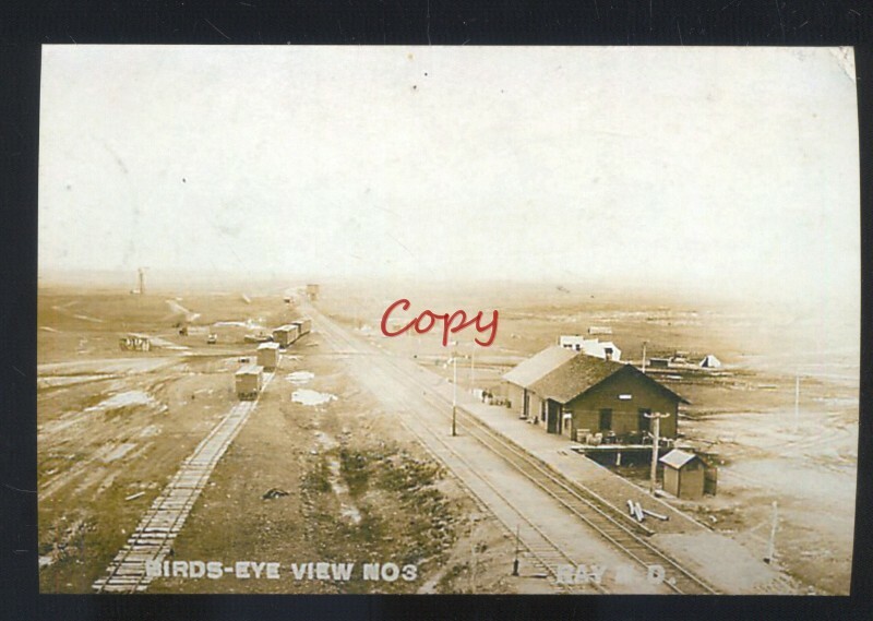 REAL PHOTO RAY NORTH DAKOTA RAILROAD DEPOT TRAIN STATION POSTCARD COPY ...