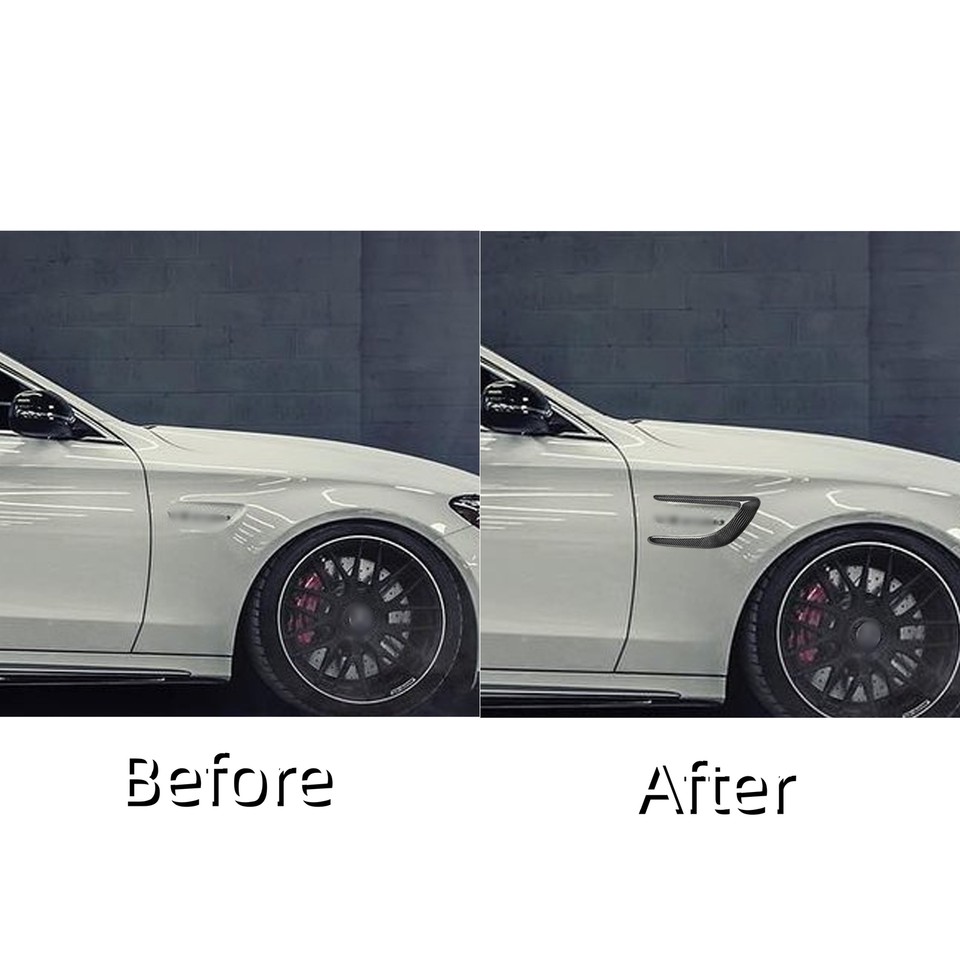 Fit Benz C-Class W205 C63 AMG 2015-19 Carbon Fiber Side Fender Scoop ...