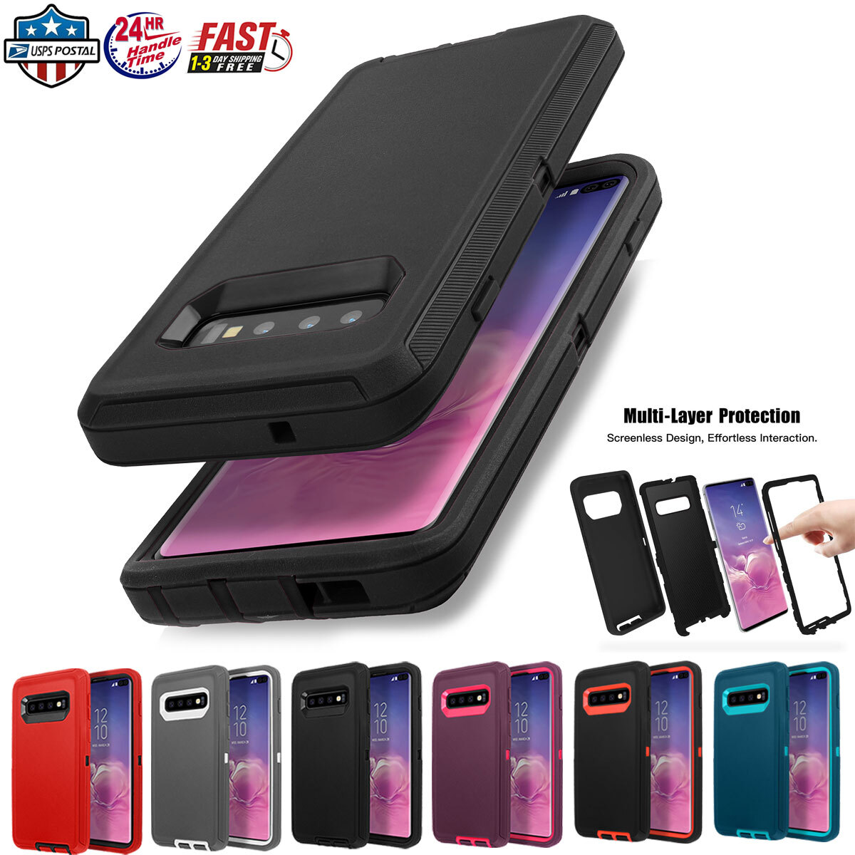 For Samsung Galaxy S10+ Plus/S10/S10e Case Heavy Duty Shockproof Rugged ...