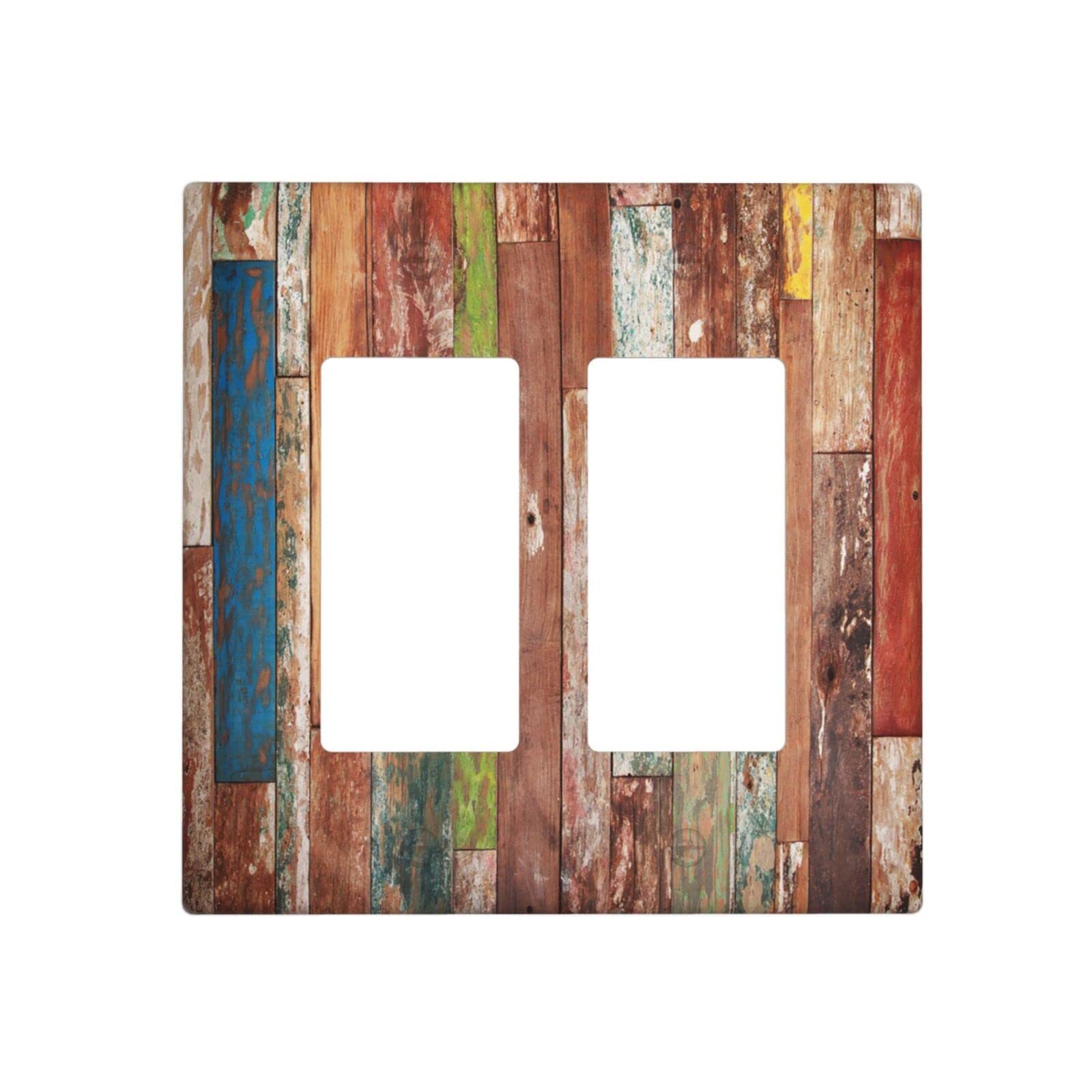 Plank Multicolored Double Rocker Light Switch Cover 2 Gang Decorative ...