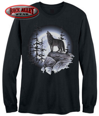 WOLF MOON Howl ~ LONG SLEEVE T-Shirt TEE ~ Wolves Howling Pack | eBay