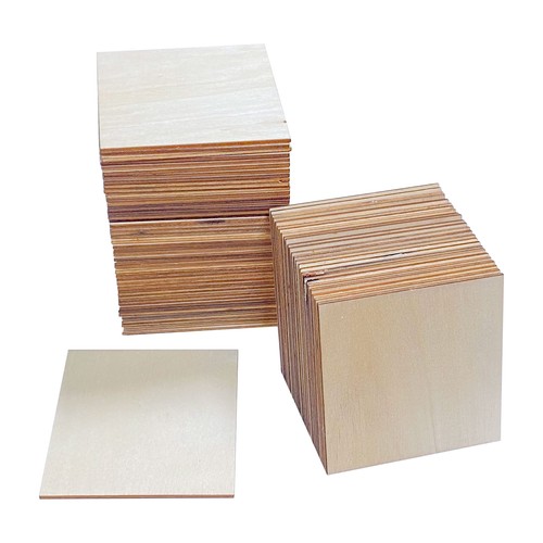 3 Inch 72-Pack Wooden Square Tiles Unfinished Wood Cutouts for Crafts ...