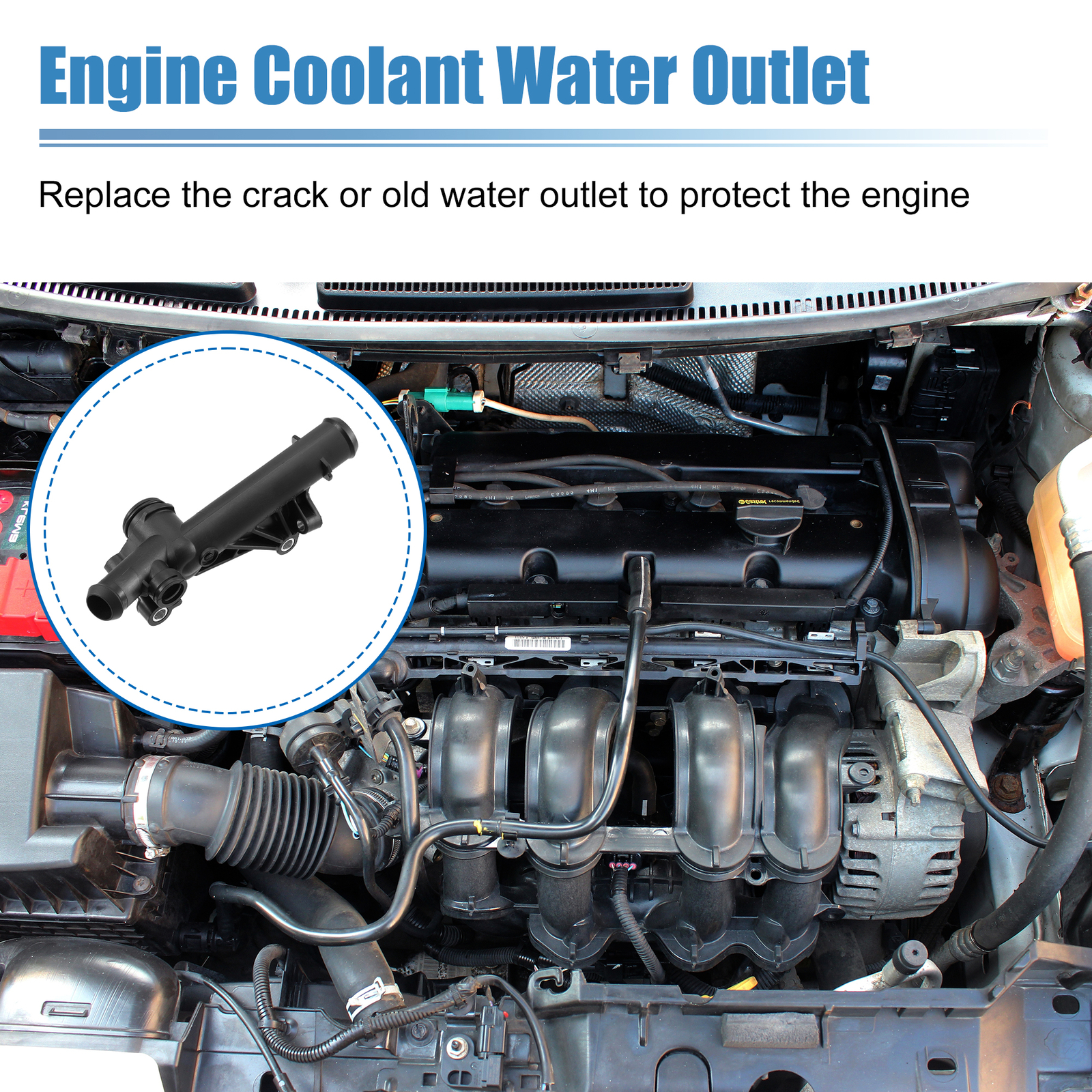 Coolant Water Outlet Connect Adapter Single Custom for Ford Escape 2013 ...