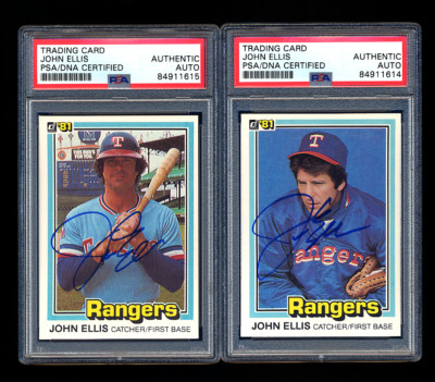 JOHN ELLIS SIGNED 1981 DONRUSS #26 ERROR & CORRECTED CARDS PSA/DNA ...