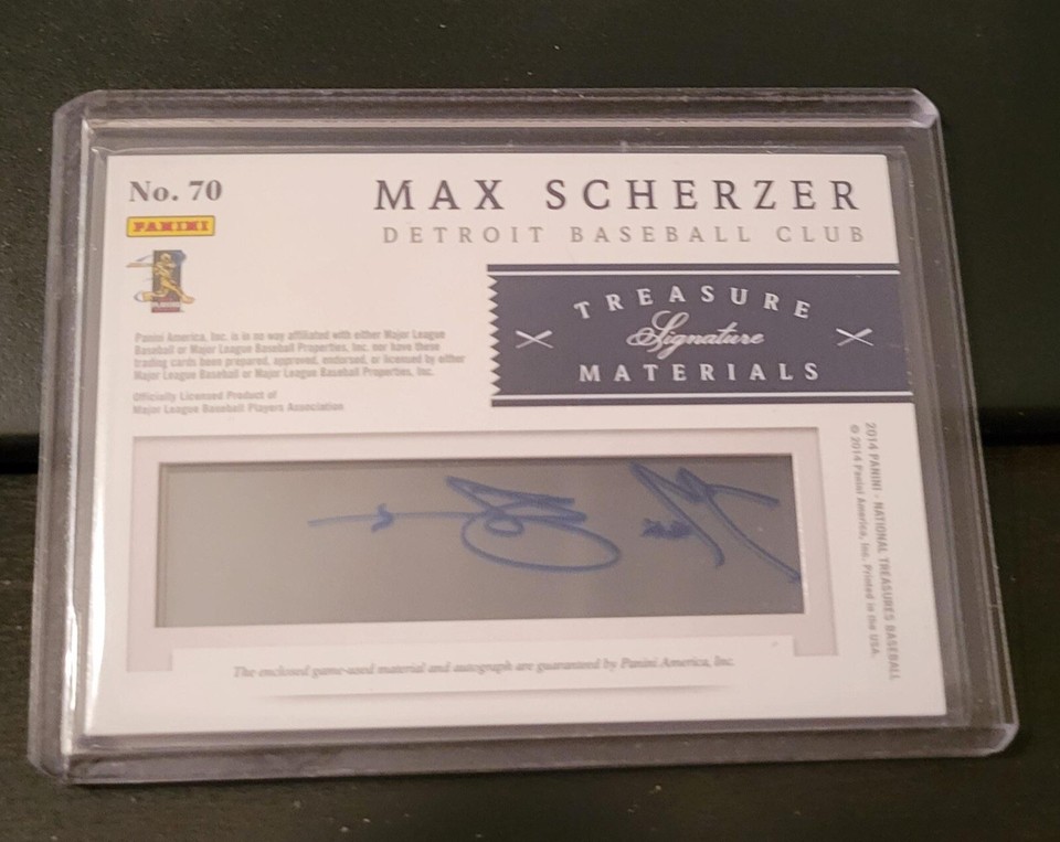 2014 Panini National Treasures Signature Materials Max Scherzer Patch ...