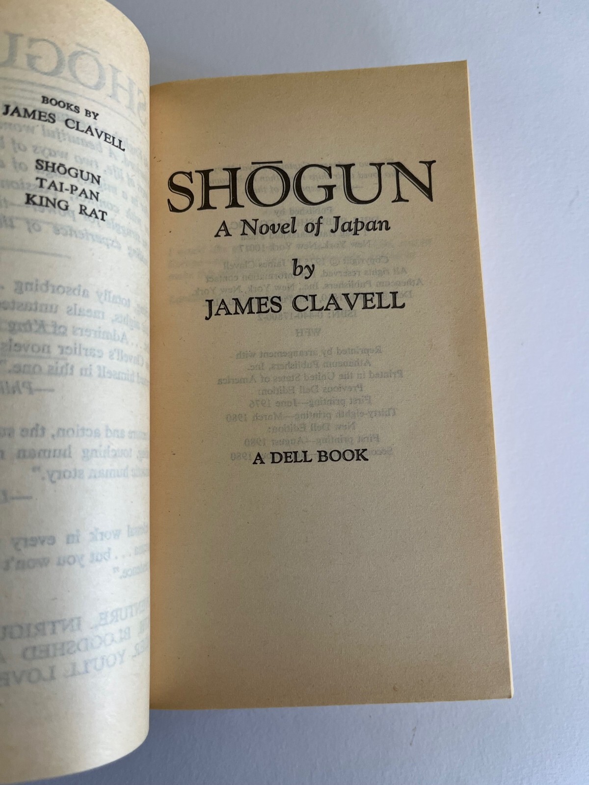 SHOGUN: A Novel of Japan by James Clavell ~ 1980 , Dell, Vintage ...