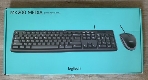 New~LOGITECH MK200 Media Wired Keyboard & Mouse Lightweight Home Office ...