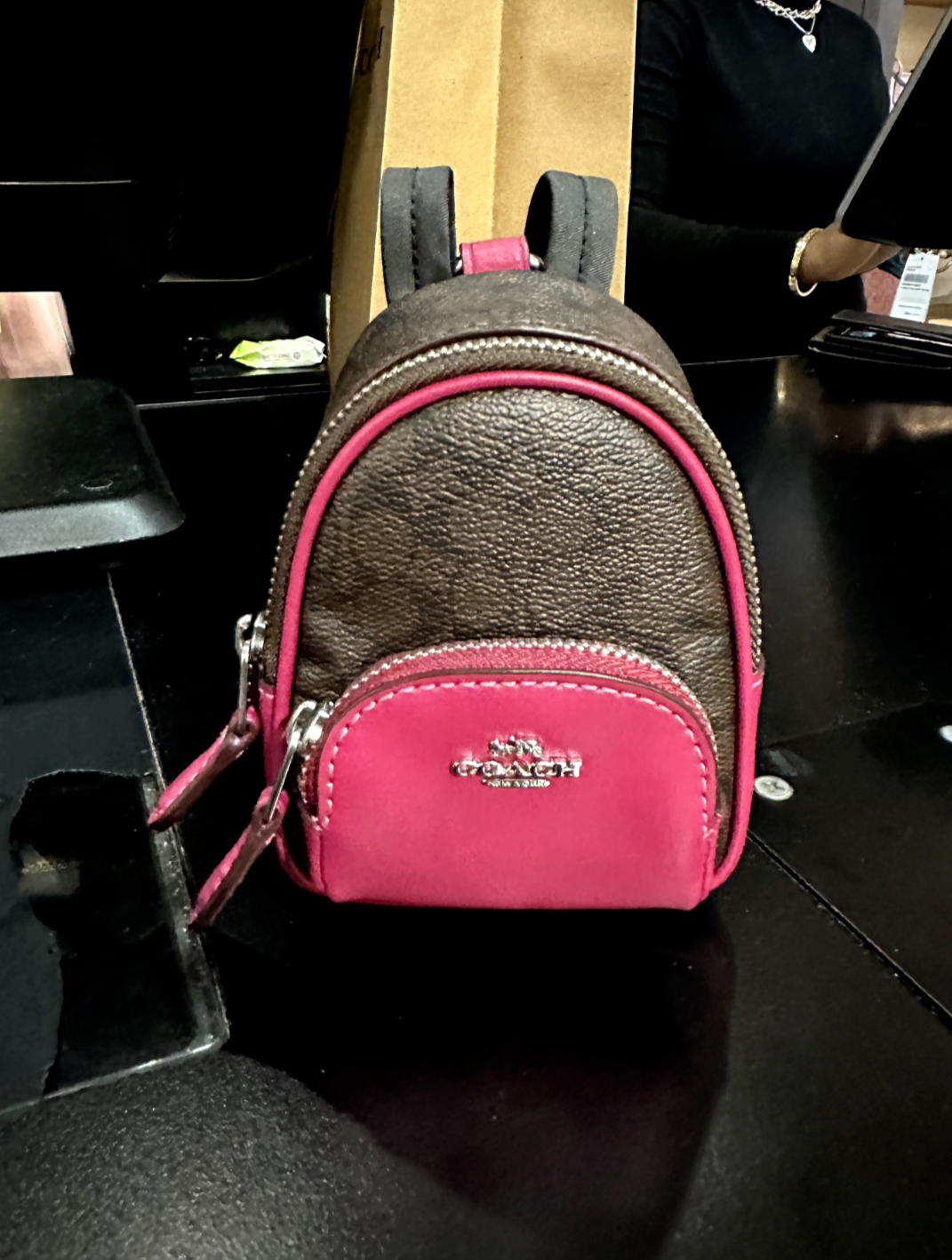 Coach Mini Court Backpack Bag Charm Keychain Silver/Brown/Bright Violet ...