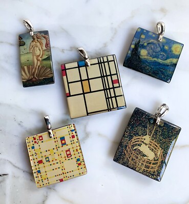 5 ART NECKLACES PENDANTS STERLING SILVER SIGNED .925 MET MUSEUM MOMA ...