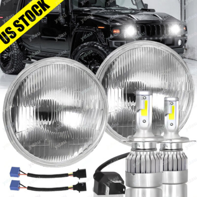 For Hummer H2 2003-2009 Pair DOT 7 inch Round LED Headlights DRL High ...