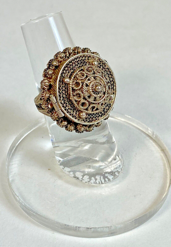 Vintage or Antique Etruscan Byzantine Ottoman filligree silver poison ...