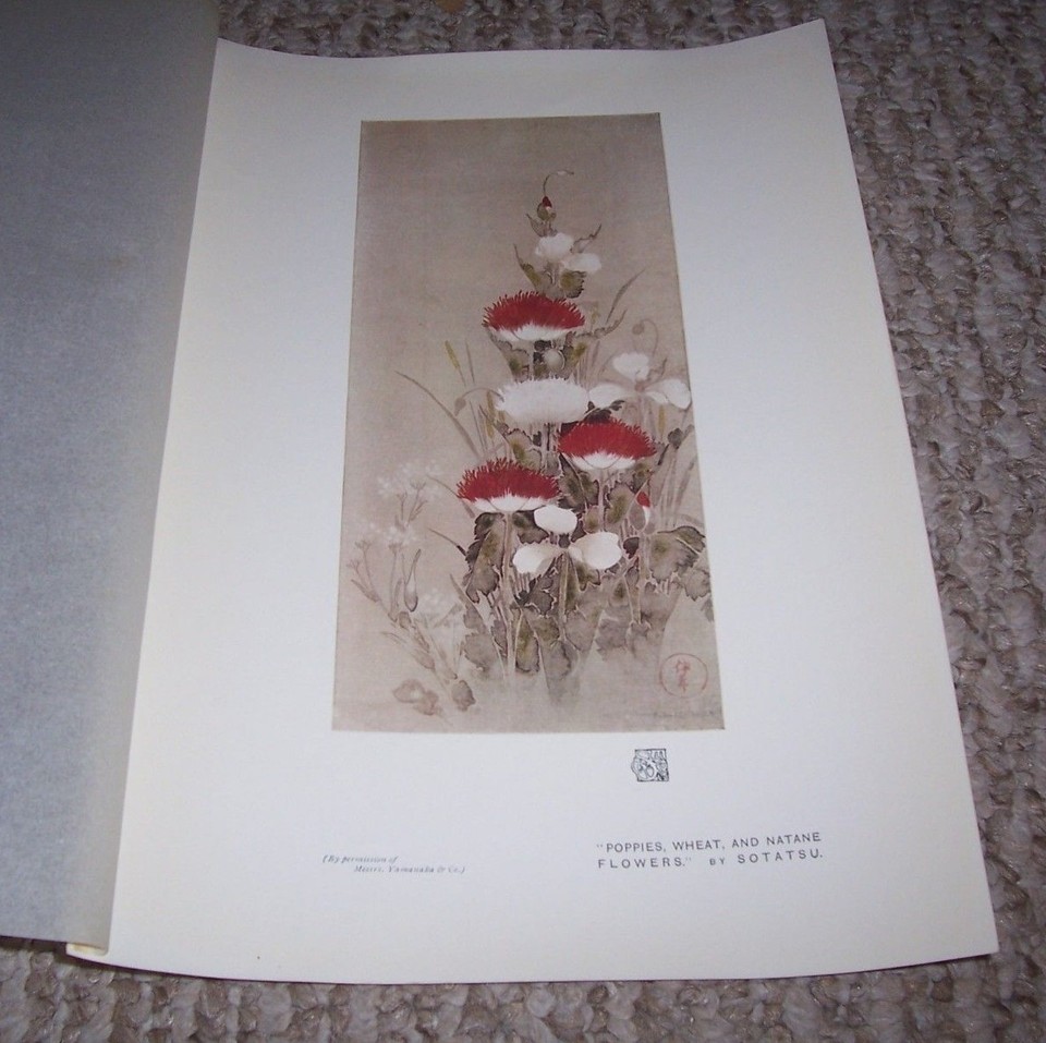 POPPIES WHEAT AND NATANE FLOWERS Color Print Tawaraya Sotatsu Japanese ...