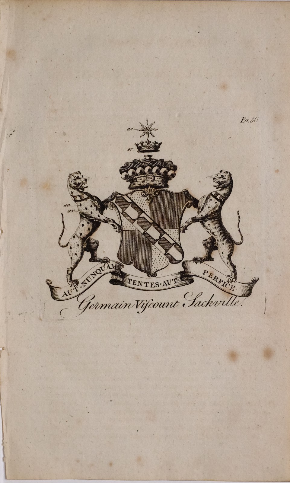 1779 ANTIQUE PRINT ~ GERMAIN ~ FAMILY CREST COAT OF ARMS VISCOUNT ...