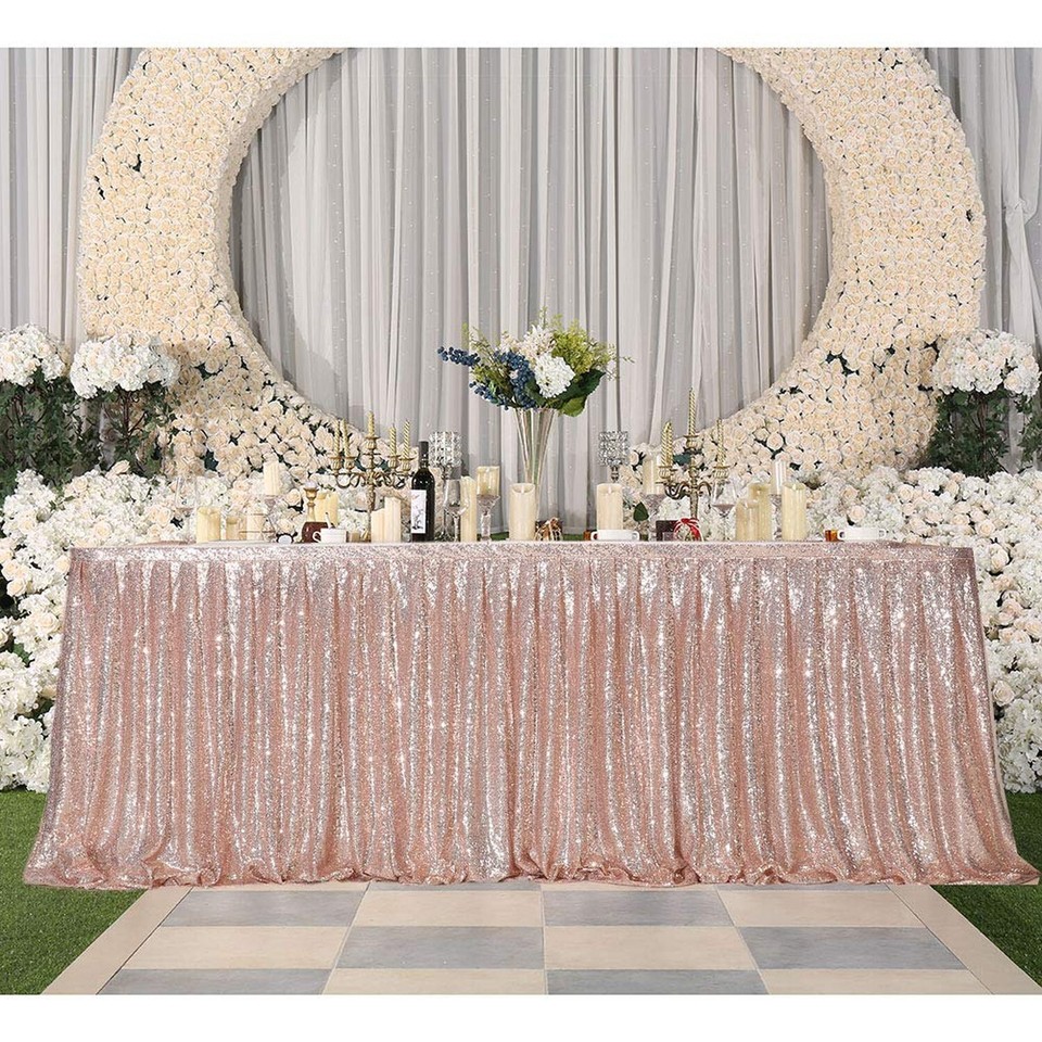 Eternal Beauty 9ft Sequin Table Skirt for Cake Table, Table Skirting ...