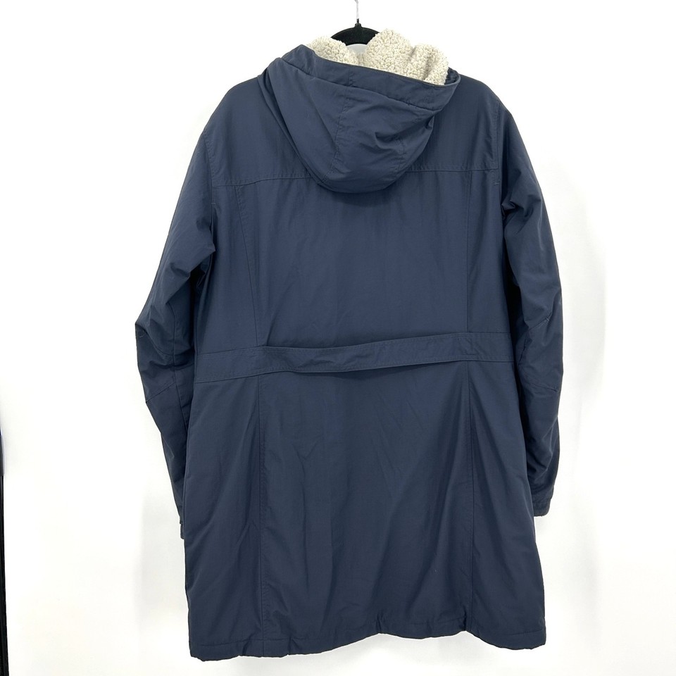 COLUMBIA Women's Navy Blue Long Line Sherpa Hood Outdoor Parka Jacket ...