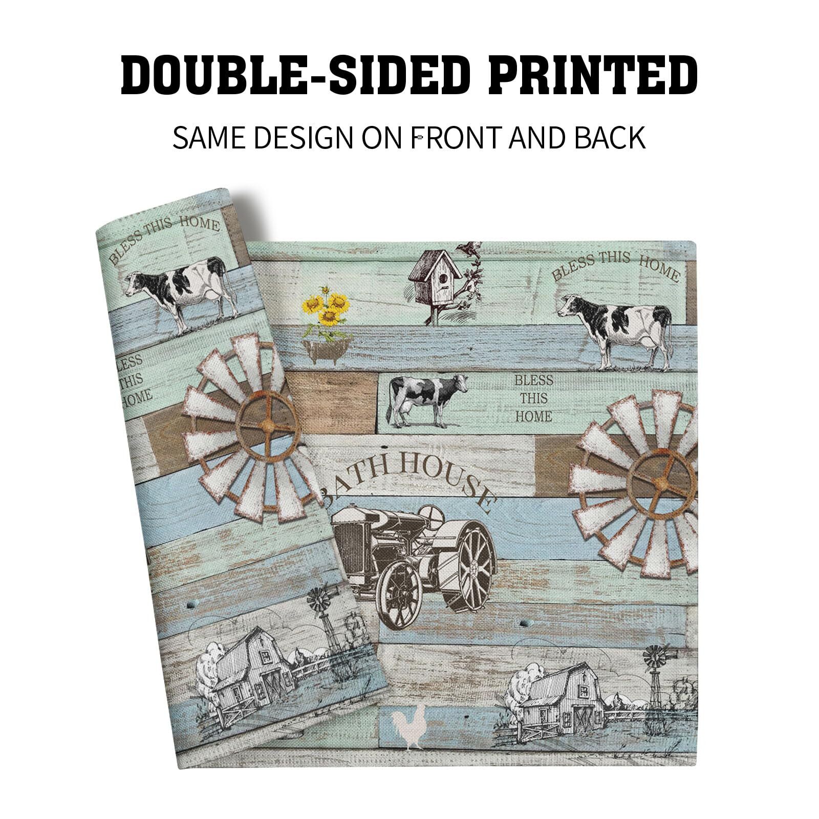 Farmhouse Animal Farm Placemats Set of 4 Retro Rustic Barn Teal Green ...