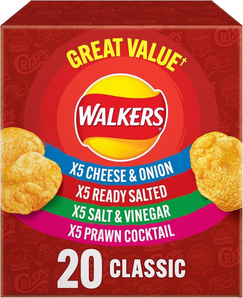 Walkers Classic Variety Multipack Crisps Box 20x25g,Fast Shipping UK ...