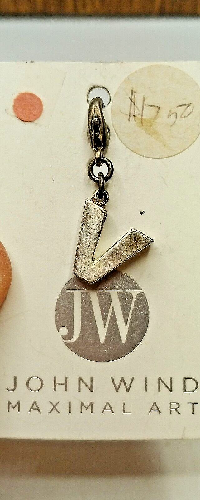 John Wind Maximal Art Silver Tone V Initial Vibrant Lobster Clasp Charm ...