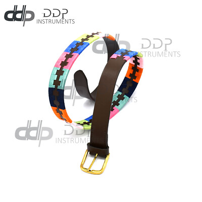 Genuine Leather Polo Men's Belt Multi Color Hand Woven Pattern 42" BLT ...