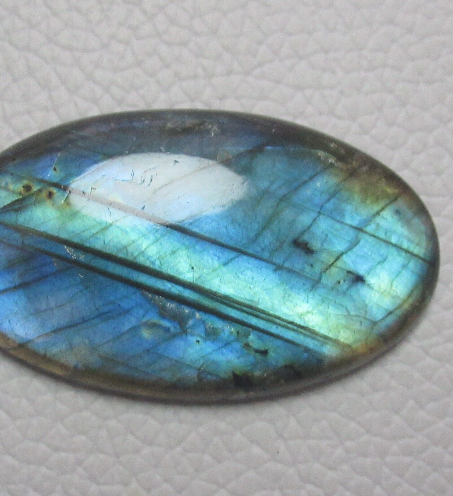 Natural Labradorite Cabochon Oval 46.60 Ct Flat back Loose Gemstone H ...