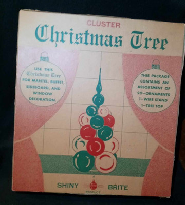 Vtg Shiny Brite Cluster Christmas Tree 20pc Ornament Centerpiece Topper ...